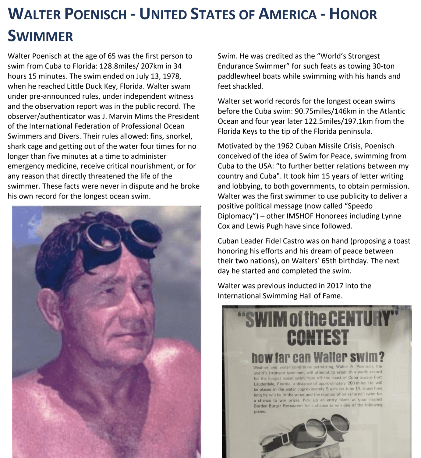 Congratulations, Walter Poenisch – The Daily News of Open Water Swimming